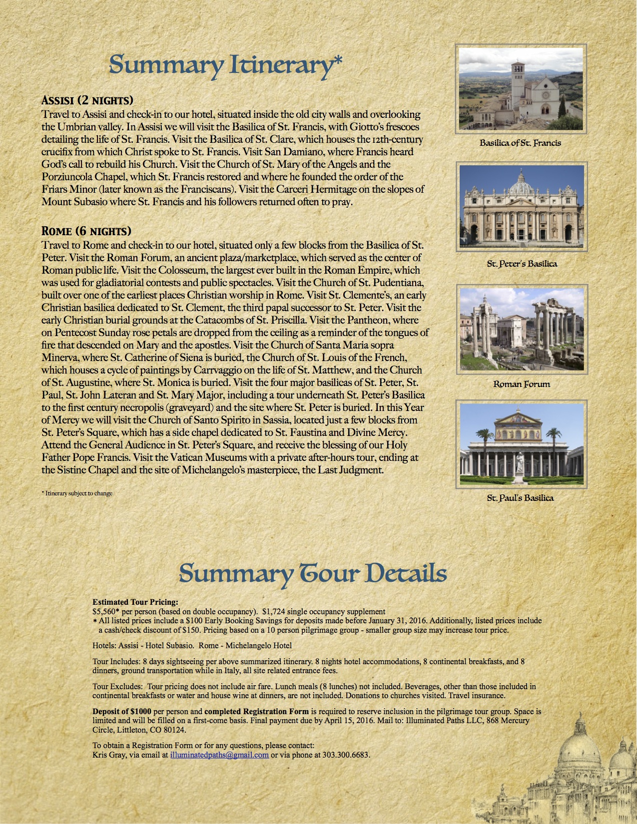 Pilgrimage to Assisi & Rome